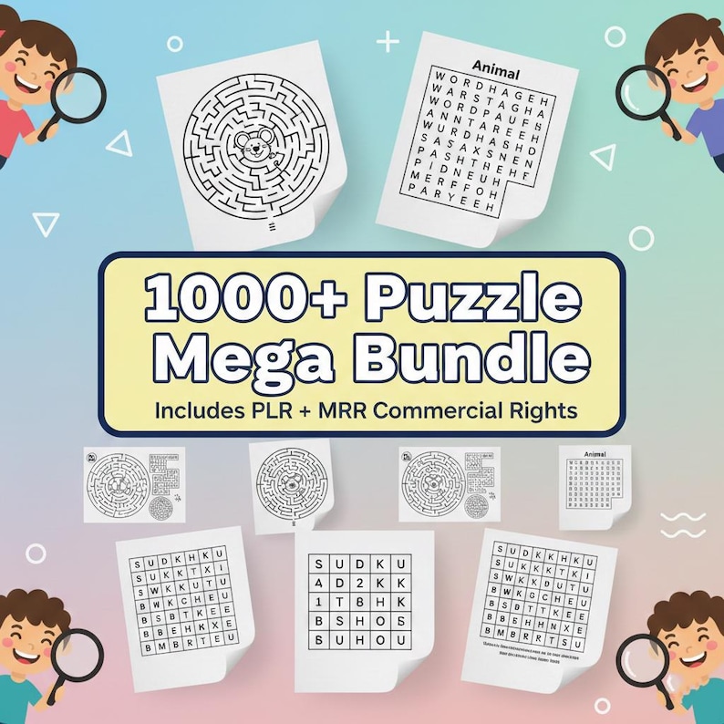 1000+ Puzzle Mega Bundle for Kids and Adults With PLR MRR (digital ...