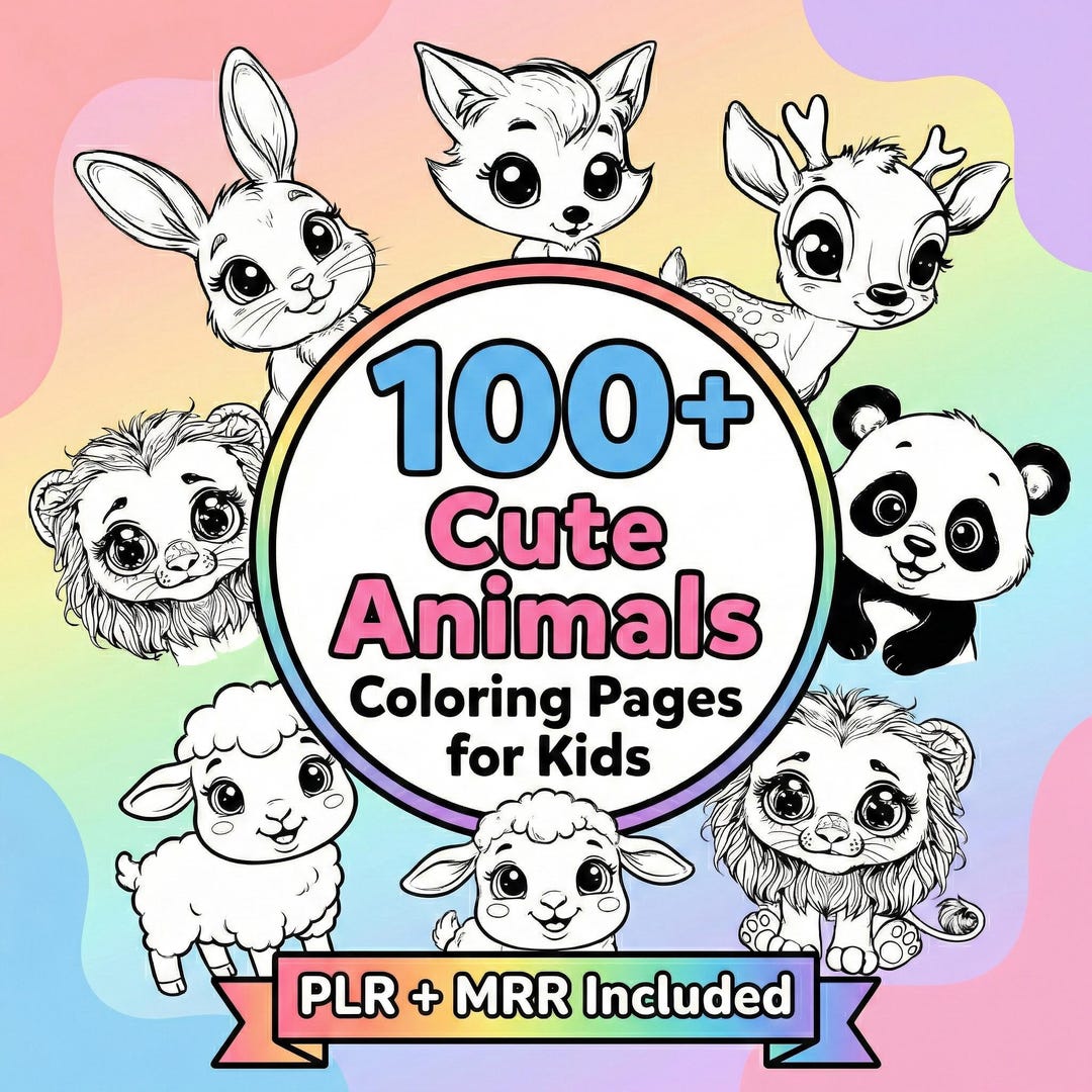 100+ Animals Coloring Book, Easy Bold Pages (digital Download, PLR/MRR ...