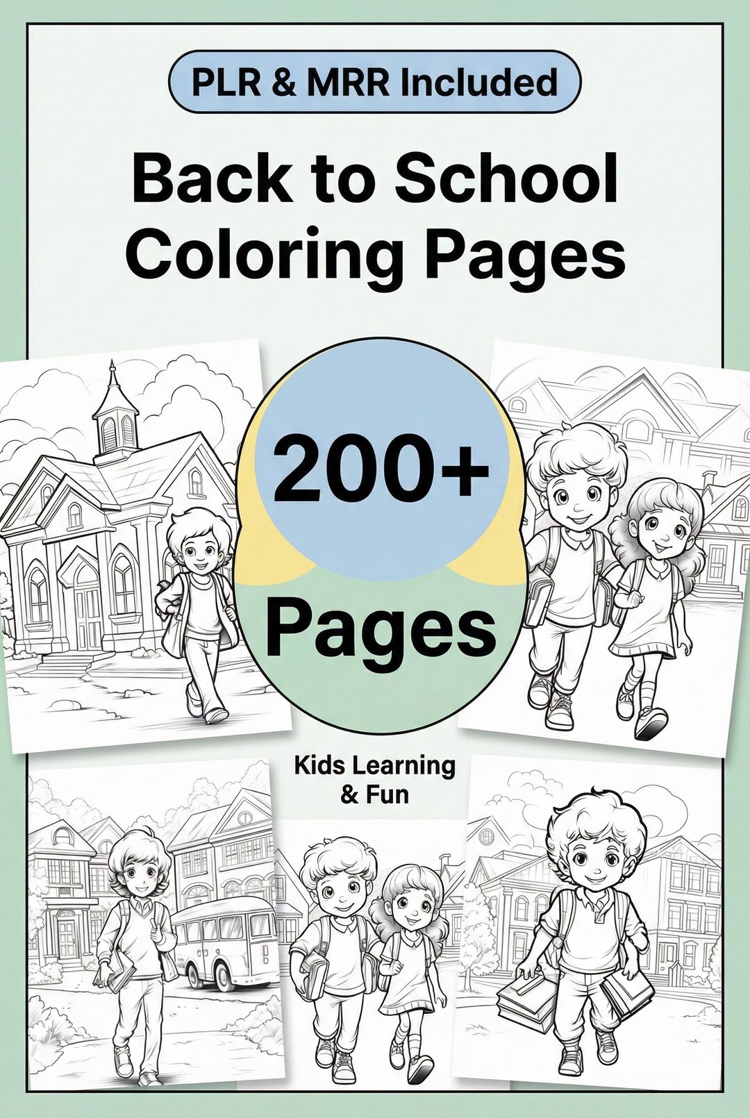 Back to School Coloring Book, 200 Bold & Easy Pages (digital Download ...