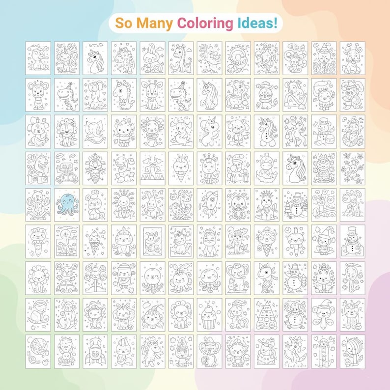 1000+ Kids Coloring Pages Mega Bundle, Educational Printables (PDF) - Etsy