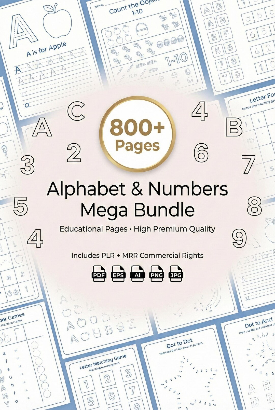 Alphabet and Numbers Worksheets Bundle | 800+ Pages, Early Learning ...