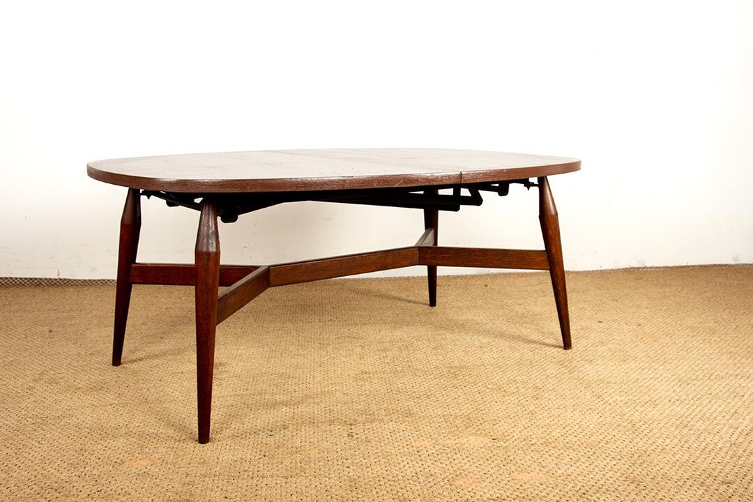 Danish High and Low Table in Teak and Brown Lacquered Wood, Smørrebrød ...