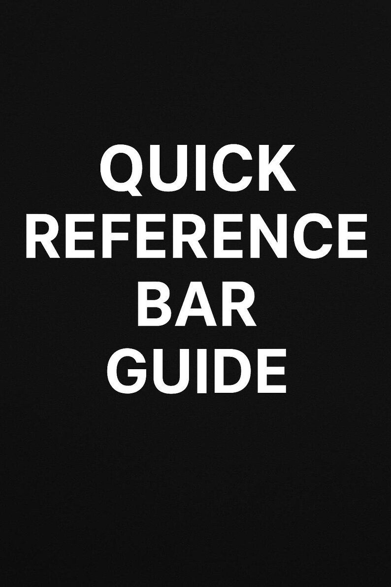 Bar Guide for Dummies | Quick Bar Reference | Helpful Bar Guide PDF ...