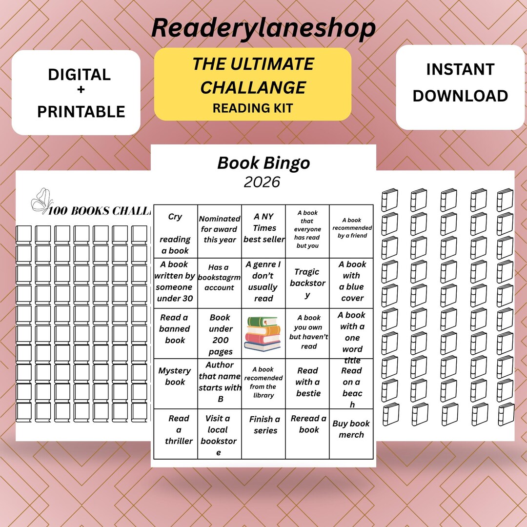 Ultimate Reading Challenge Bundle 2026, 50 and 100 Book Trackers, Book ...