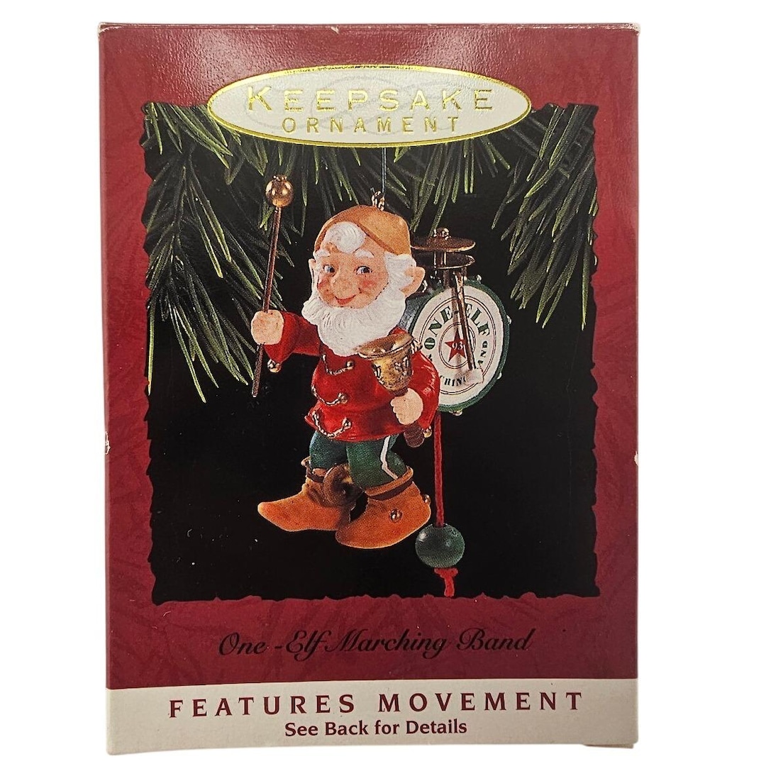 1993 Hallmark Ornament Elf Marching Band Features Movement Christmas ...