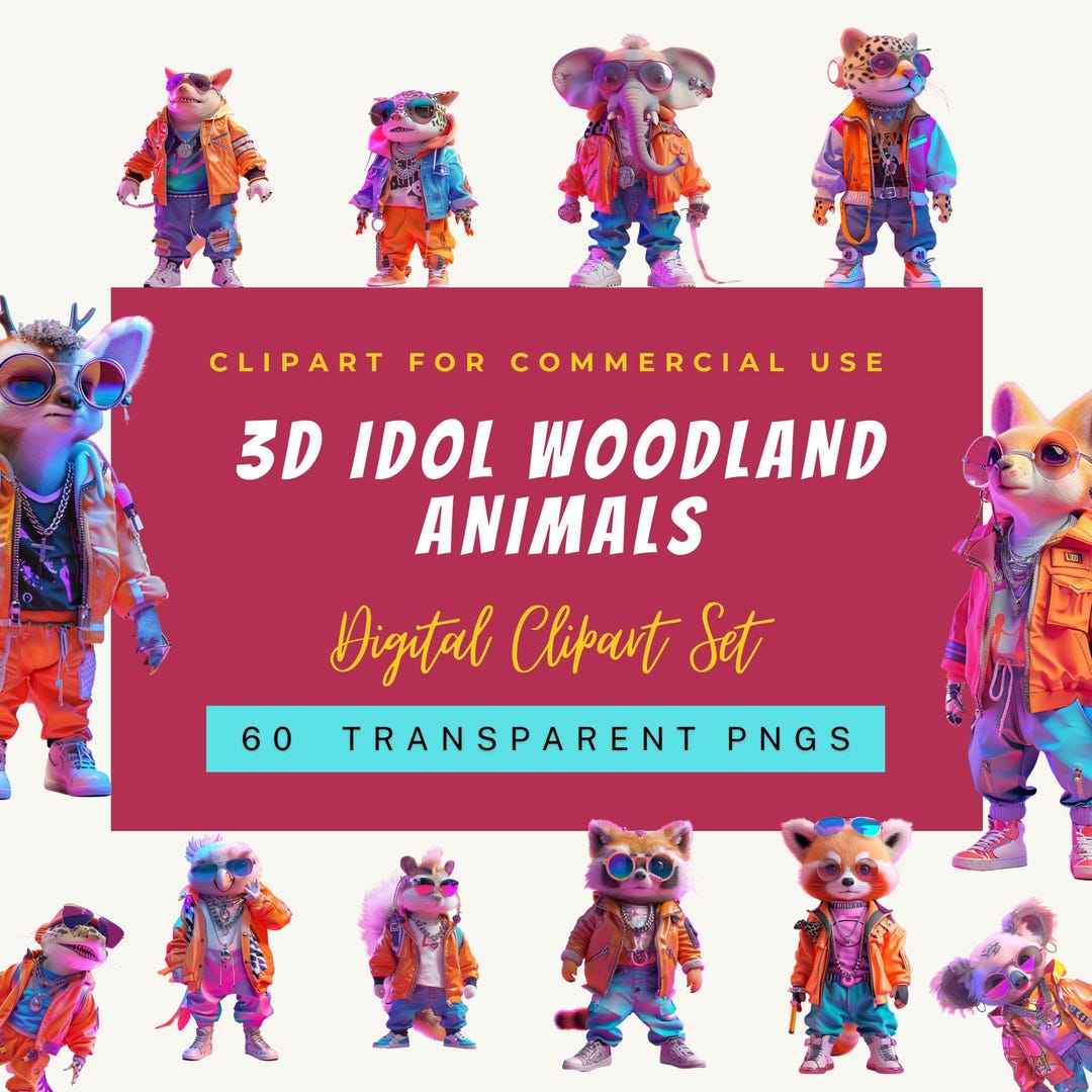 Kpop Idol Animals | Realistic Forest Creature | 3D Animal Clip Art ...