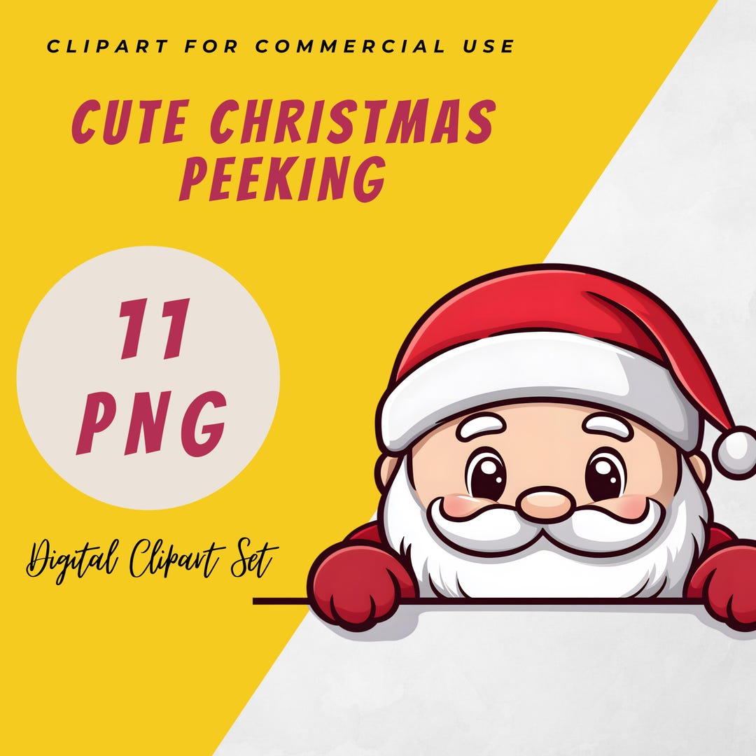 Cute Christmas Peeking Clipart | Holiday PNG | Peeking Santa & Reindeer ...