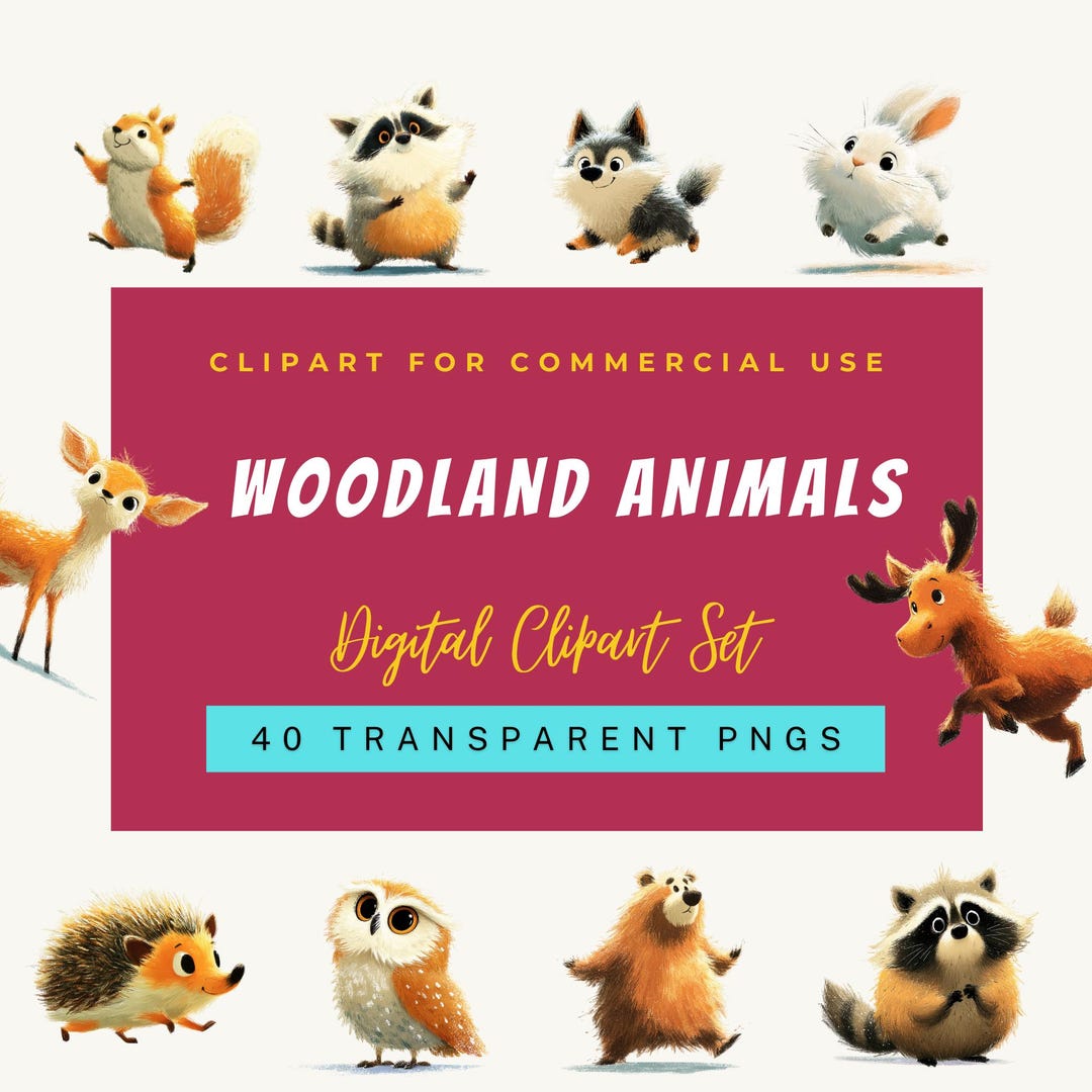 Woodland Animals Clipart Bundle | Cute Forest Animal PNG Set for ...