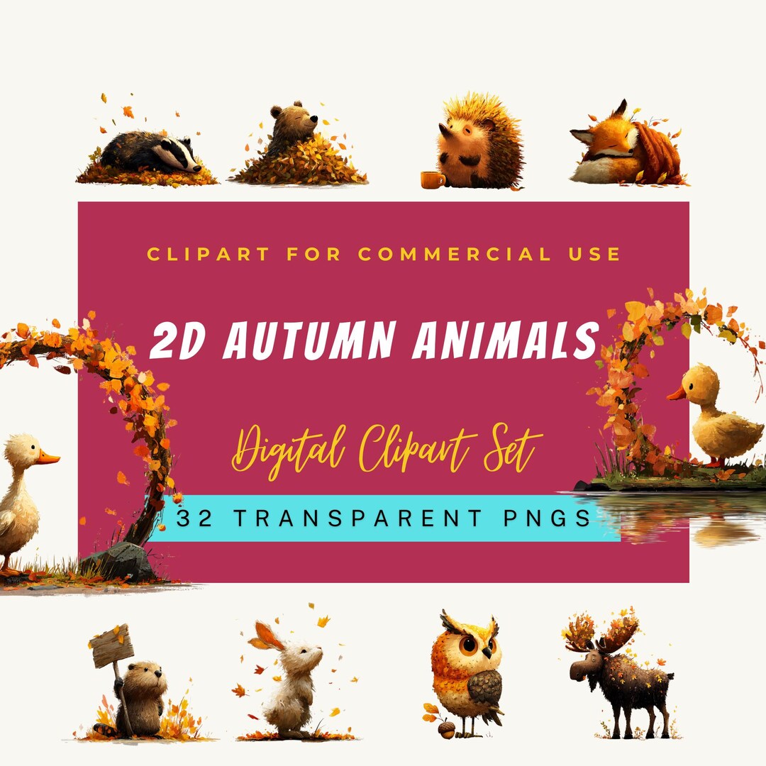 Autumn Animals Clipart | Cozy Woodland Creatures PNG (digital Download ...