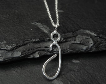 Silver Letter J Initial Necklace Cursive Bridesmaid Pendant - Etsy