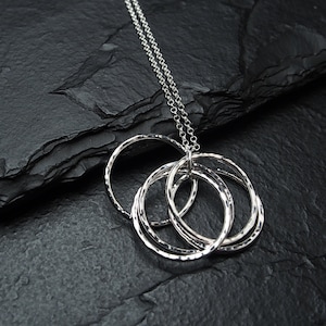 Hammered Sterling Silver Five Decade Necklace, 50th Birthday Gift ...
