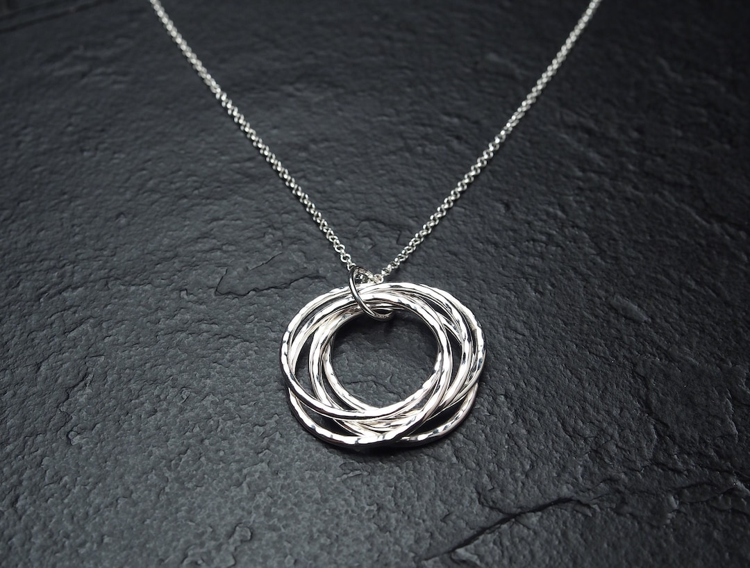 Hammered Sterling Silver Five Decade Necklace, 50th Birthday Gift ...
