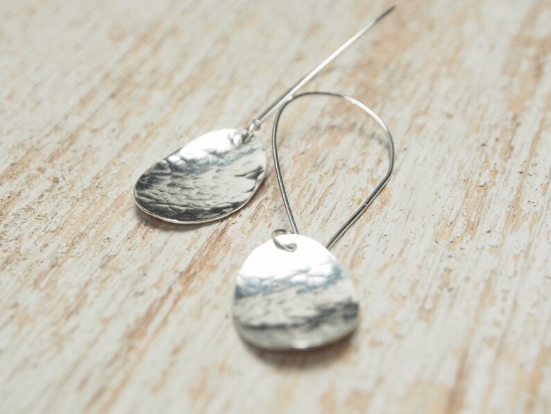 Hammered Sterling Silver Long Oval Discs off Sleek Sterling | Etsy