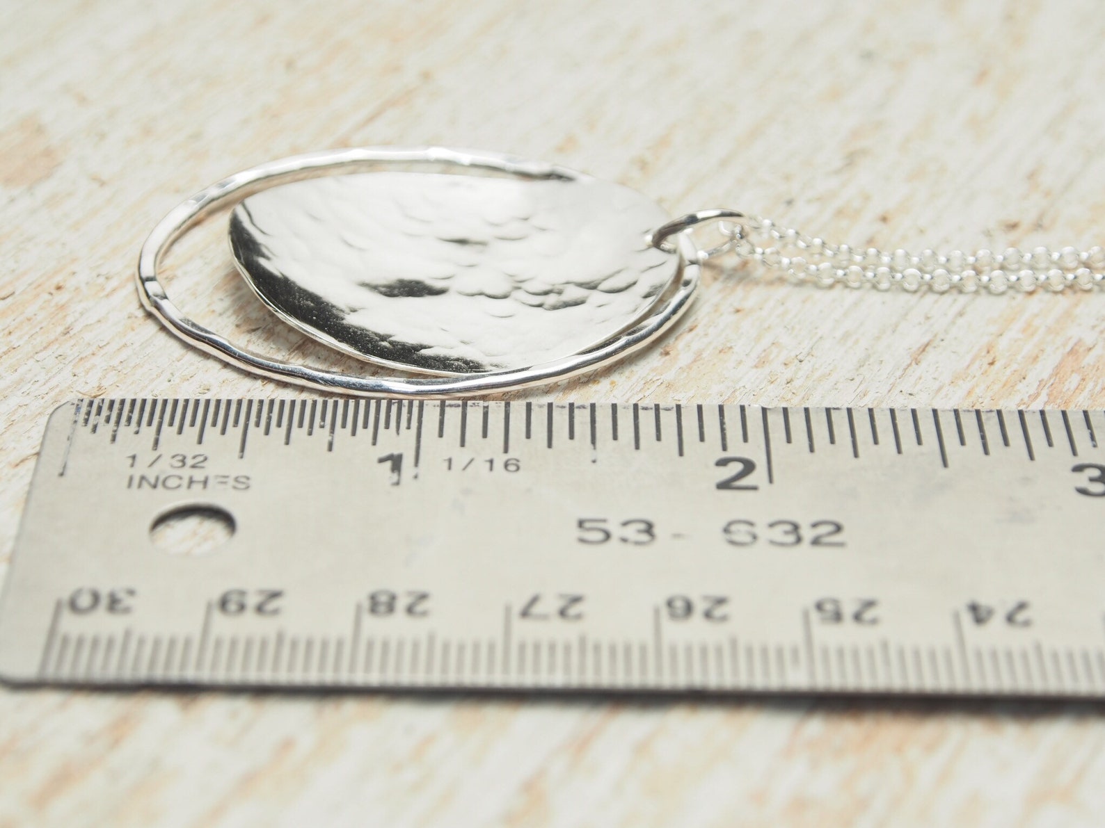 Sterling Silver Hammered Oval Disc Pendant in Oval Outline - Etsy Canada