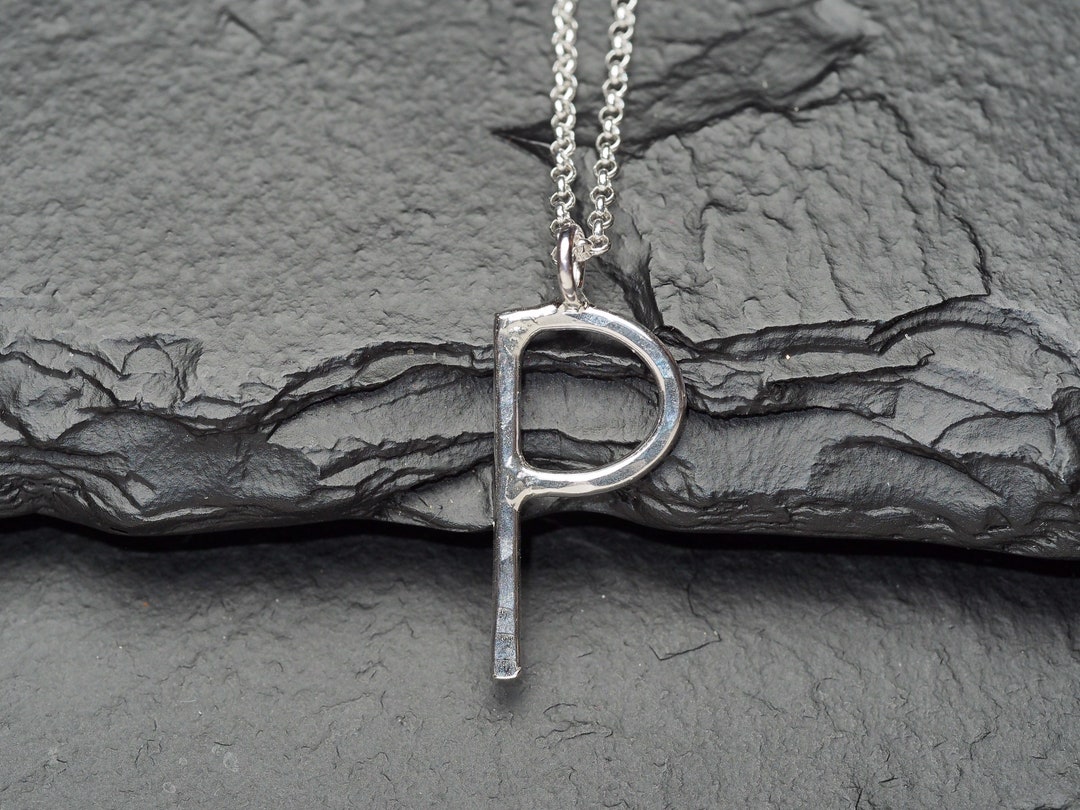 P Necklace, Sterling Silver Hammered P Necklace, Ildiko Jewelry ...