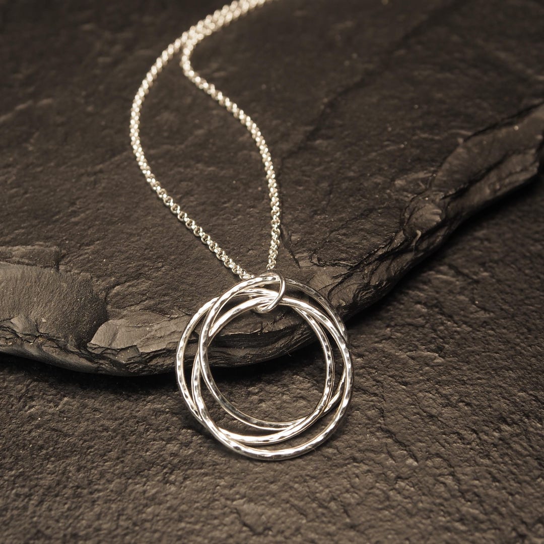 Hammered Sterling Silver Three Decade Necklace, 30th Birthday Gift ...
