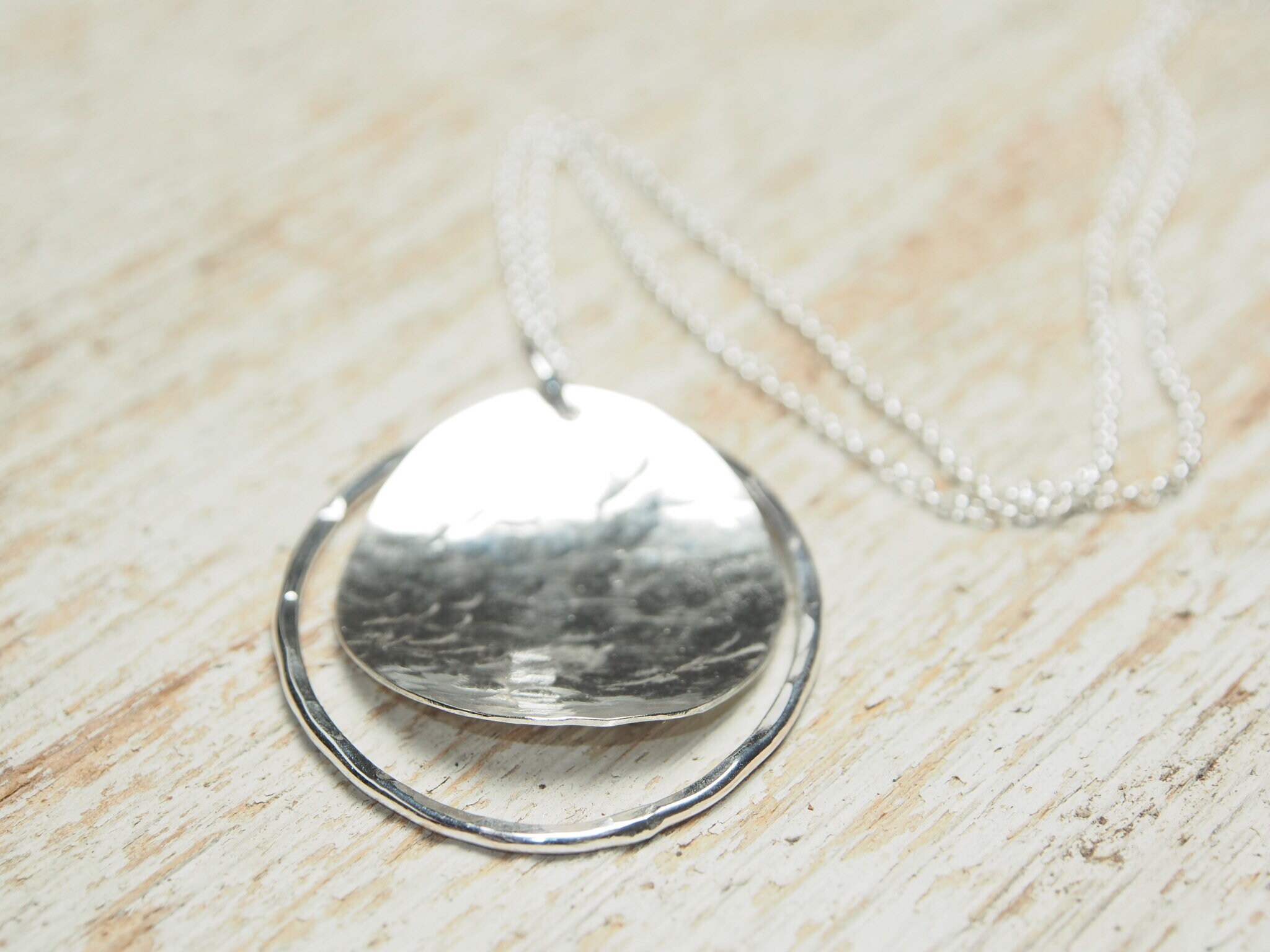 Sterling Silver Hammered Oval Disc Pendant in Oval Outline - Etsy Canada
