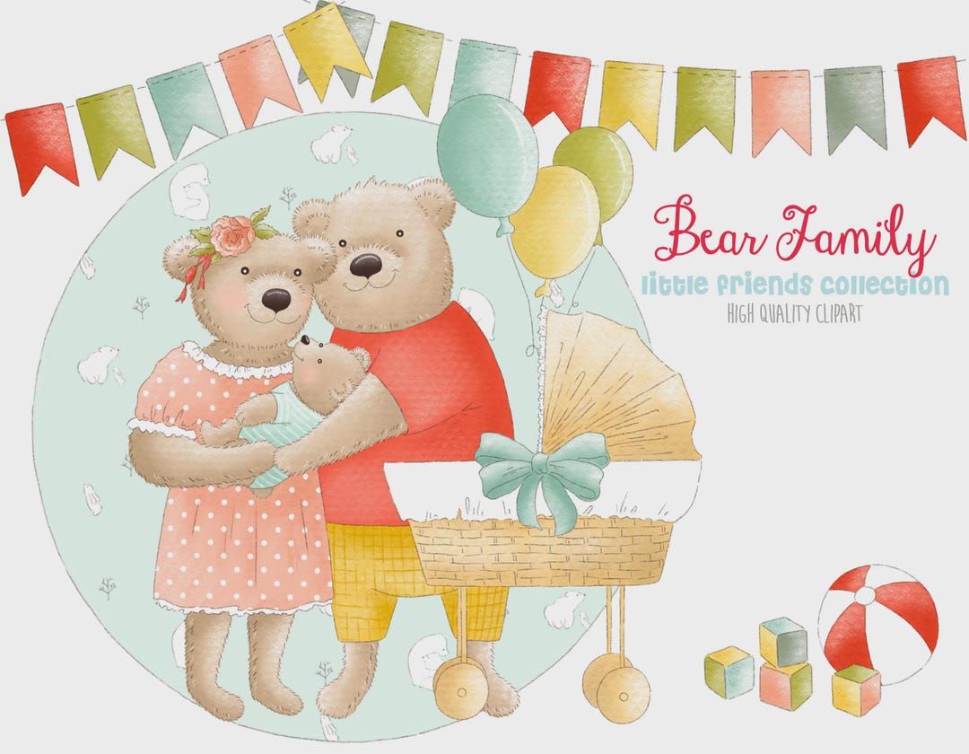 Bear Family Clipart: Woodland Animal PNG Set (digital Download) - Etsy