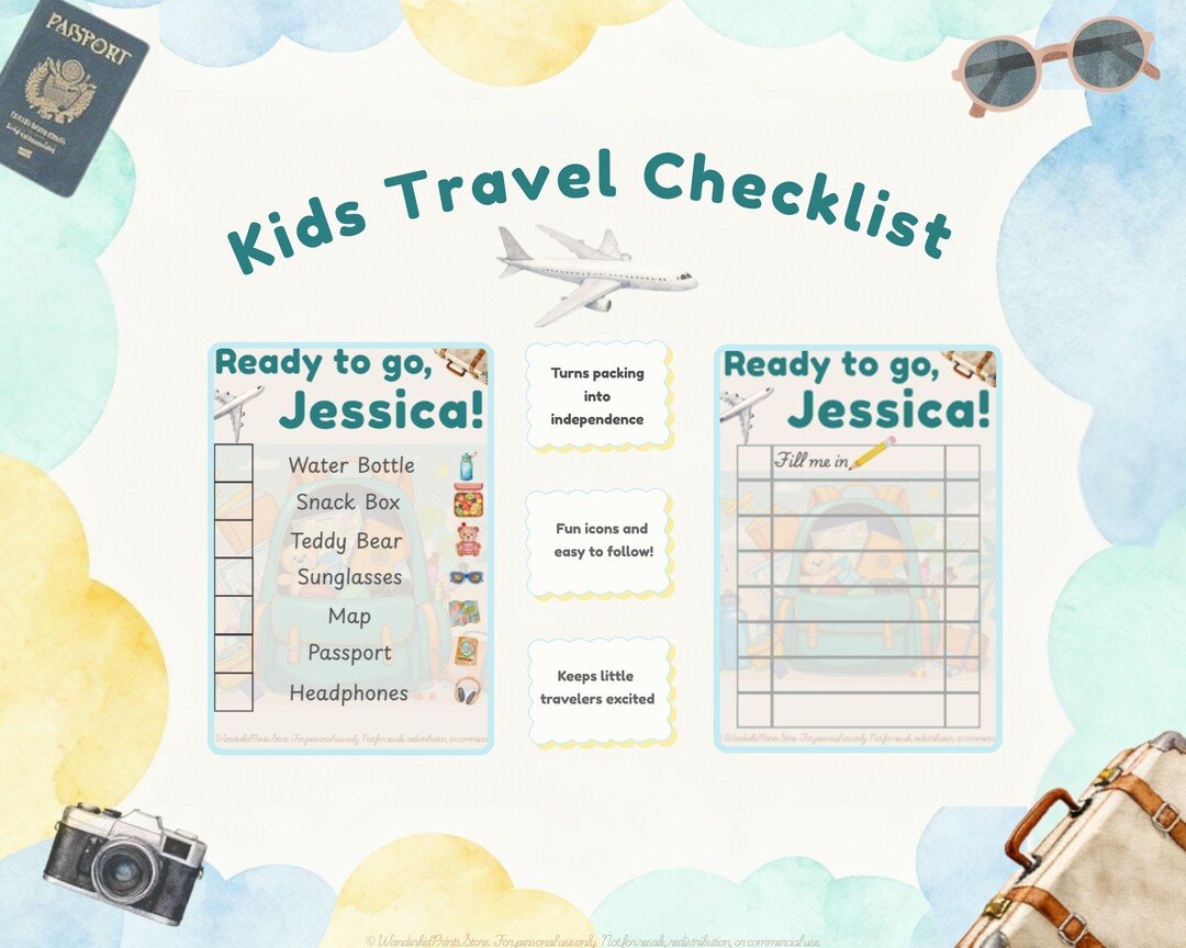 Kids Packing Checklist | Printable Family Travel Planner (digital ...