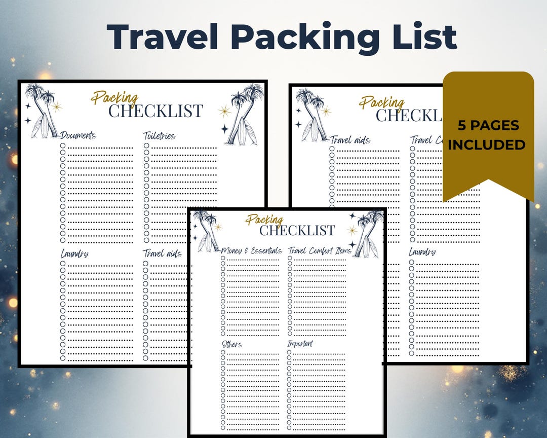 Packing List, EDITABLE and PRINTABLE, Packing List Template, Packing ...