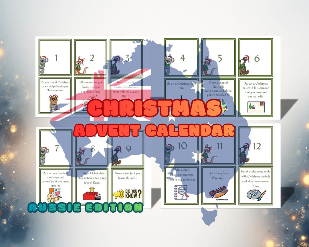 Australian Editable Advent Calendar 2025 (printable) | Aussie Edition ...