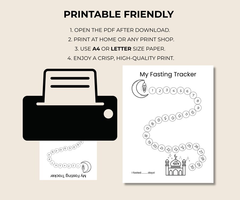 Ramadan Fasting Tracker for Kids | Fun Islamic Printable for Children ...
