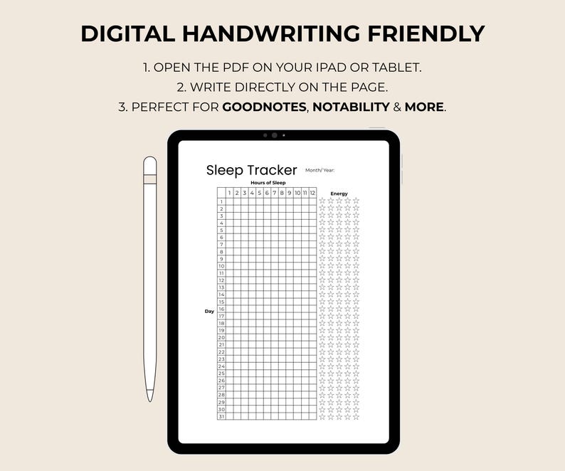 Sleep Tracker PDF | Printable and Fillable | Digital Sleep Log | A4 ...