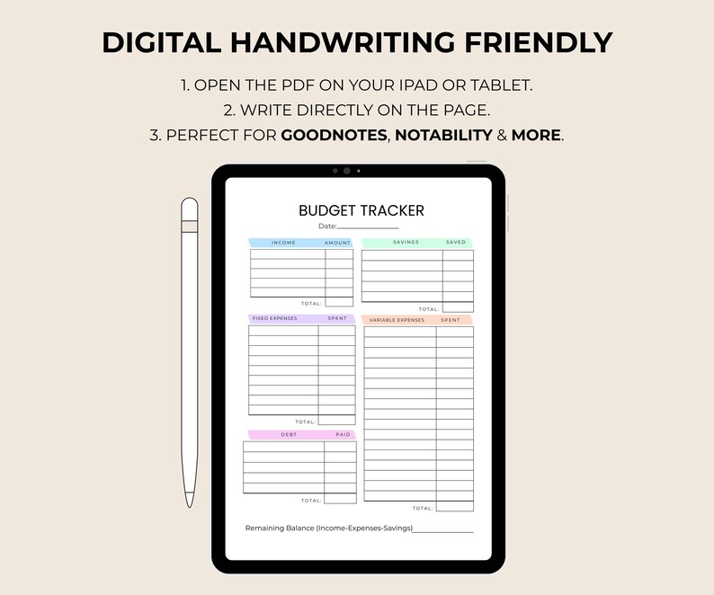 Printable and Fillable Monthly Budget Tracker With Reflection Page ...