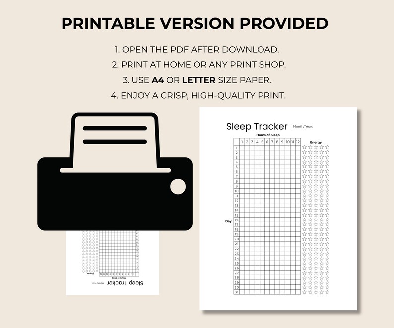 Sleep Tracker PDF | Printable and Fillable | Digital Sleep Log | A4 ...