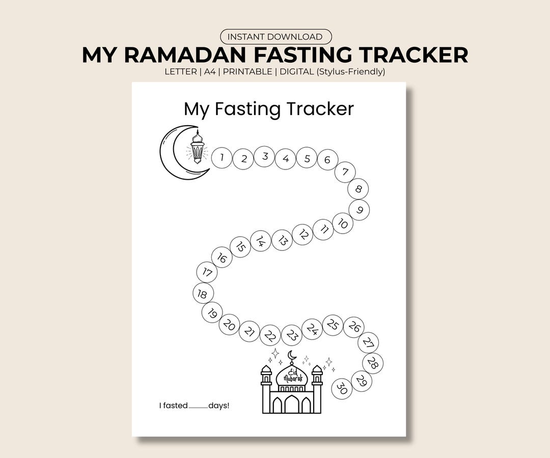 Ramadan Fasting Tracker for Kids | Fun Islamic Printable for Children ...