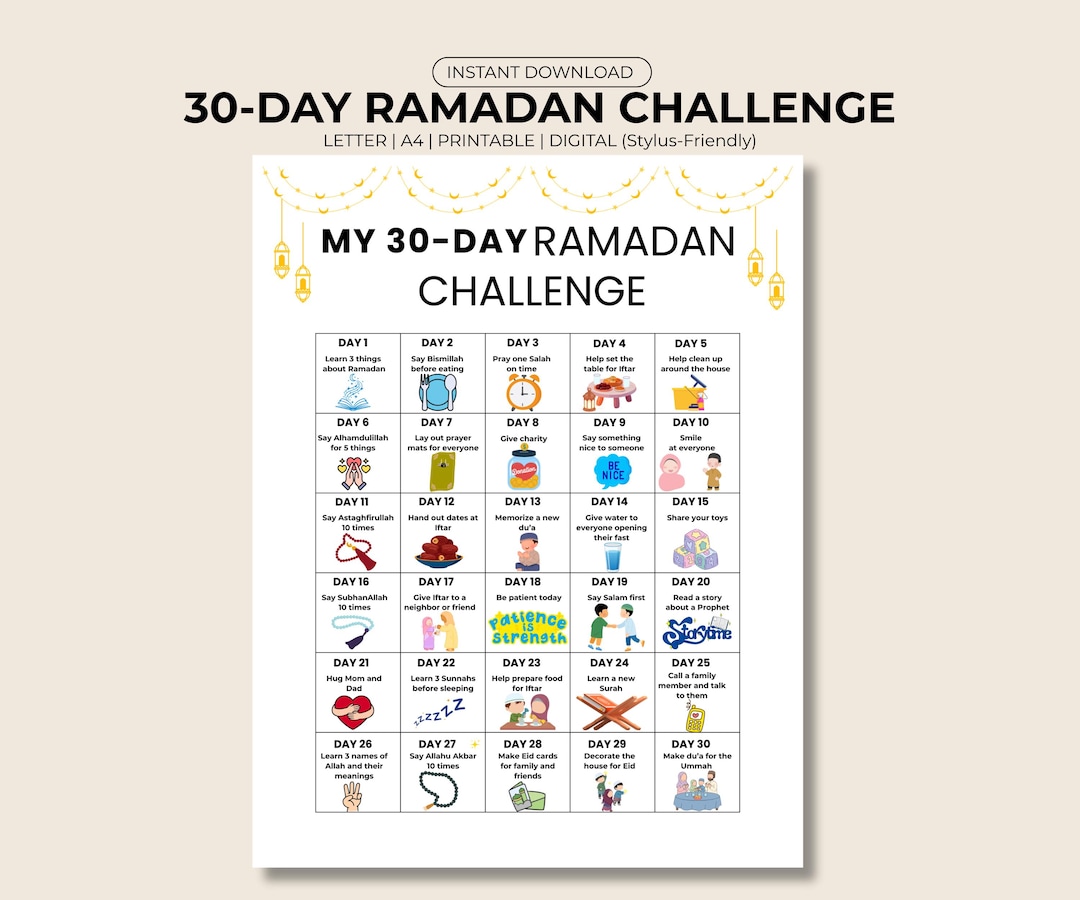 Ramadan Challenge for Kids | 30-day Islamic Activity Planner ...