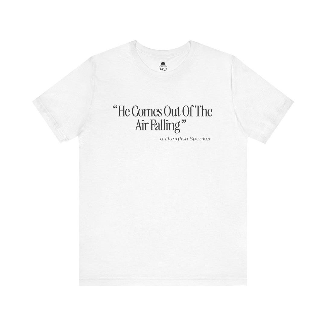 He Comes Out of the Air Falling T-shirt • Dunglish Saying Tee • Funny ...