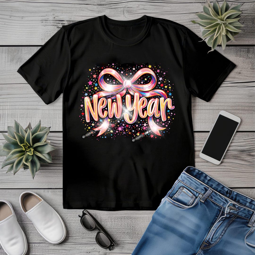 Happy New Year 2026 PNG, Splatter Style Coquette Bow NYE Design - Etsy