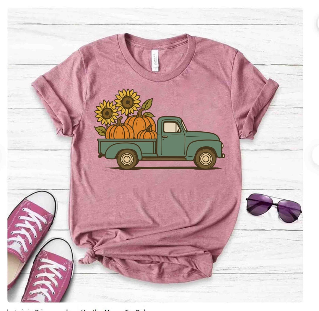 Vintage Pumpkin Truck PNG, Fall Sunflowers Clipart (digital Download ...