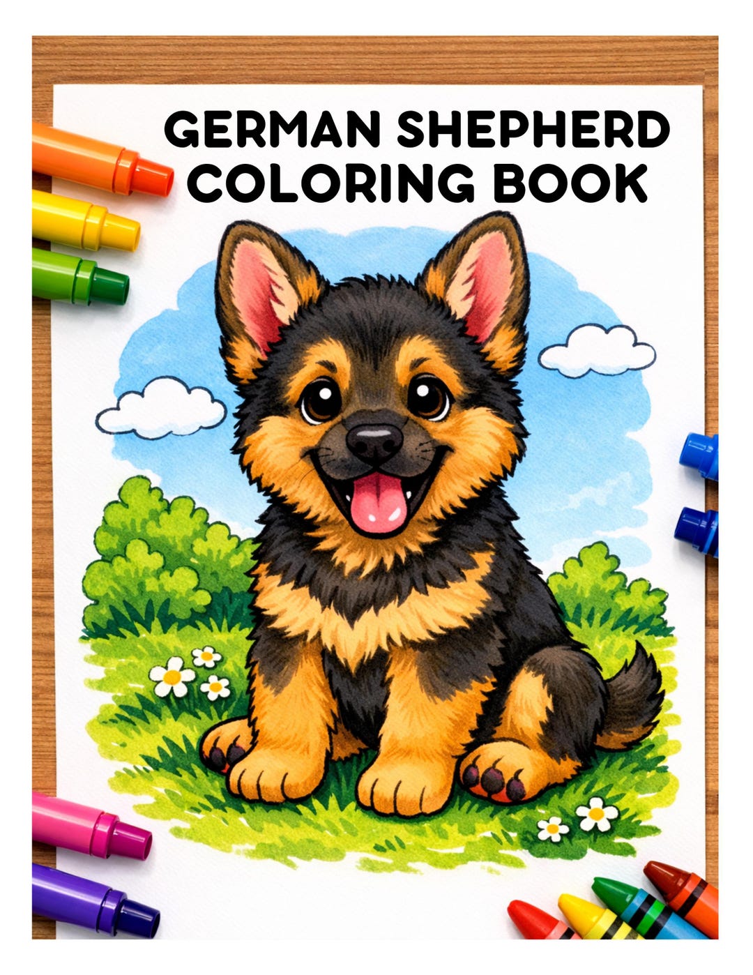 German Shepherd Puppy Coloring Page | Cute Dog Coloring Sheet for Kids ...