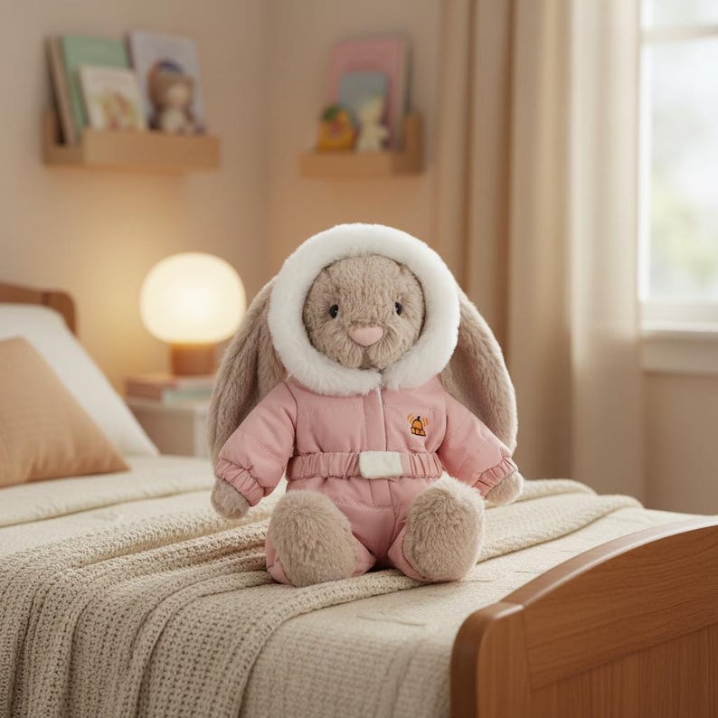 Jellycat Snow Suit Beige Bunny Plush - Bashful BNWT Stuffed Animal Toy ...