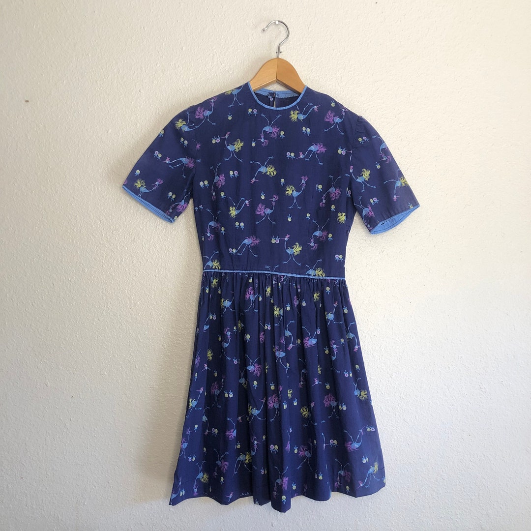 1950s Stork Novelty Print Dress Kids (8) - Etsy