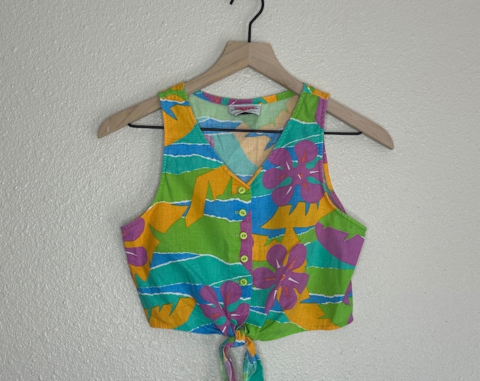 1980s Bright Tropical Tank Top Kids (6/8) - Etsy