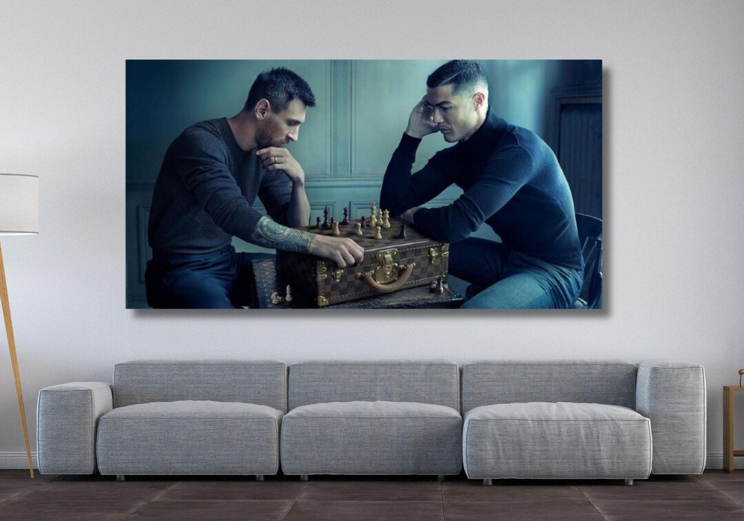 Lionel Messi and Cristiano Ronaldo Chess Ready to Hang Wall Art Canvas ...