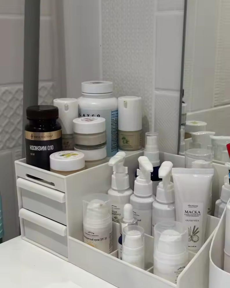 Makeup Organizer Box | Plastic Cosmetic Storage Supply for Vanity ...