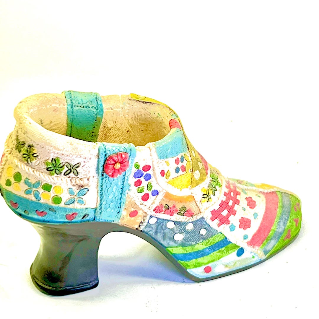 Ganz Bella Casa Ceramic Detailed Patchwork Miniature Shoe/bootie - Etsy