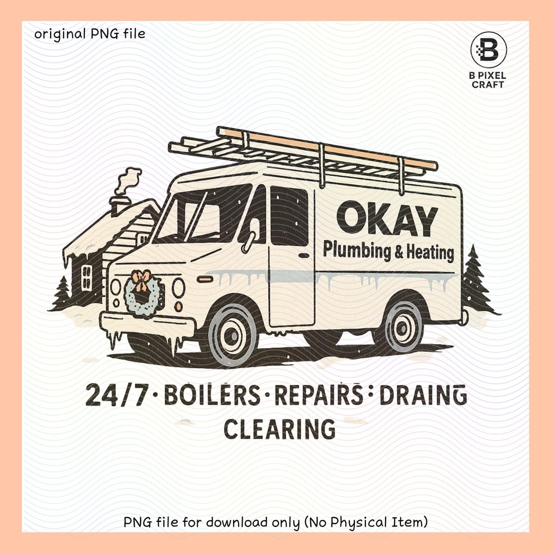 Plumbing Van PNG | Retro Winter Service Truck Clipart for Stickers, T ...