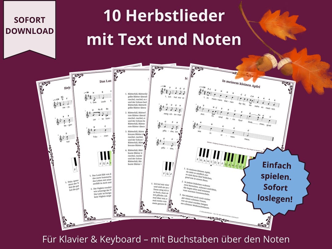 10 Autumn Songs With Lyrics & Sheet Music for Beginners | German Songs ...