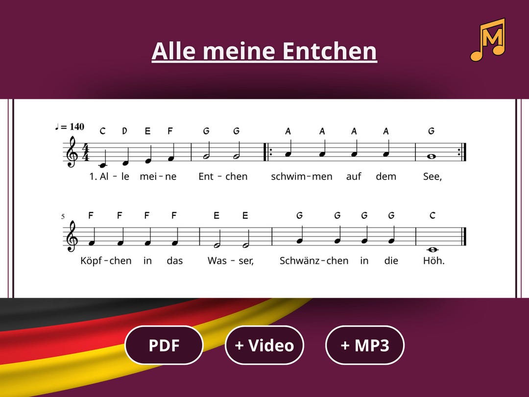 Noten für Anfänger: "Alle meine Entchen" – einfache Klavier/Keyboard ...
