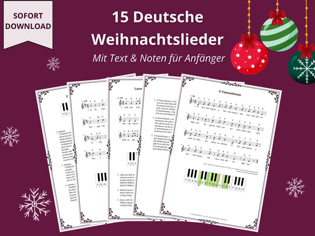 15 German Christmas Carols With Lyrics & Sheet Music for Beginners ...