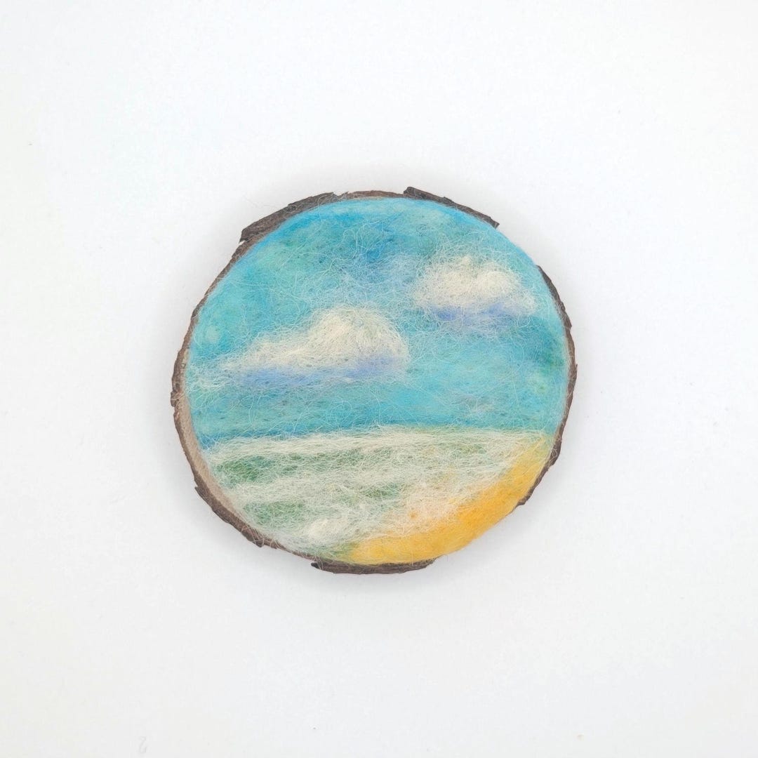 Felted Beach Scene Magnet: Handmade Felt Gift - Etsy