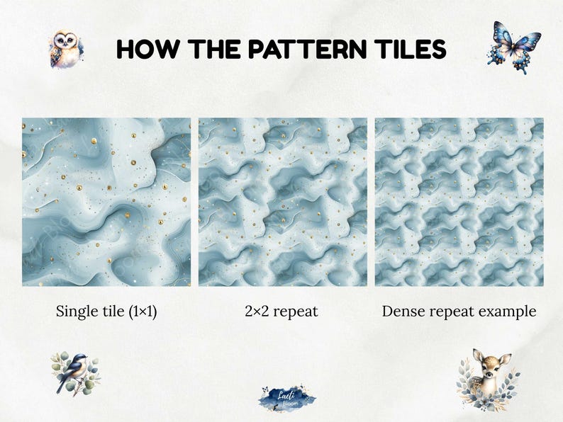 Luxury Alcohol Ink Seamless Pattern Pack — Blue & Navy Winter Holiday ...