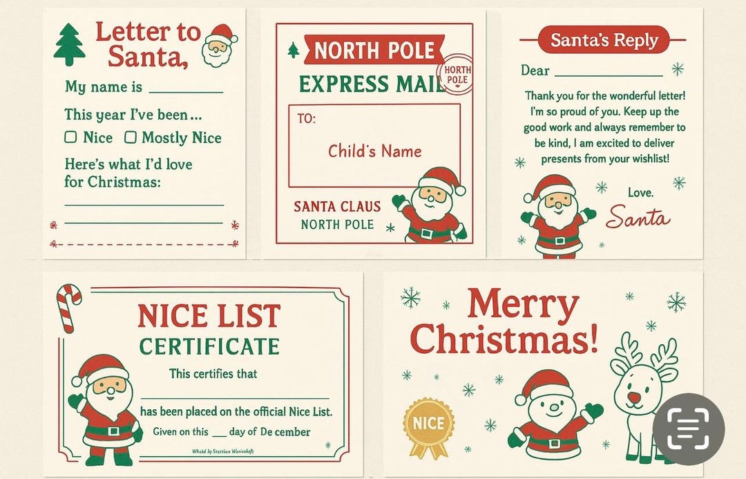 Printable Letter to Santa Kit: Christmas Activity, Reply Letter (PDF ...