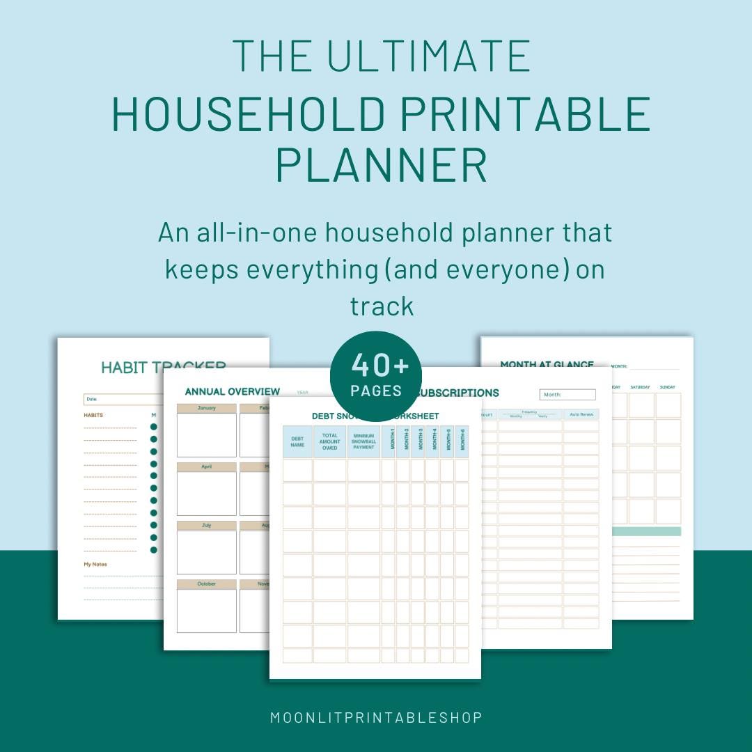 Household Planner Printable: Family Organizer Binder (40+ Pages ...