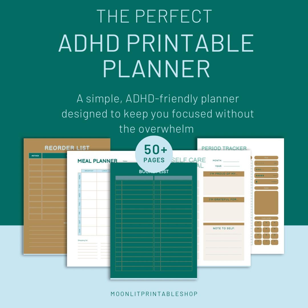 ADHD Printable Planner: Focus & Routine Organizer (50+ Page PDF) - Etsy ...